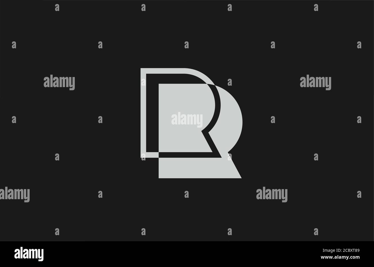 grey black white R alphabet letter logo icon. Simple line design for ...