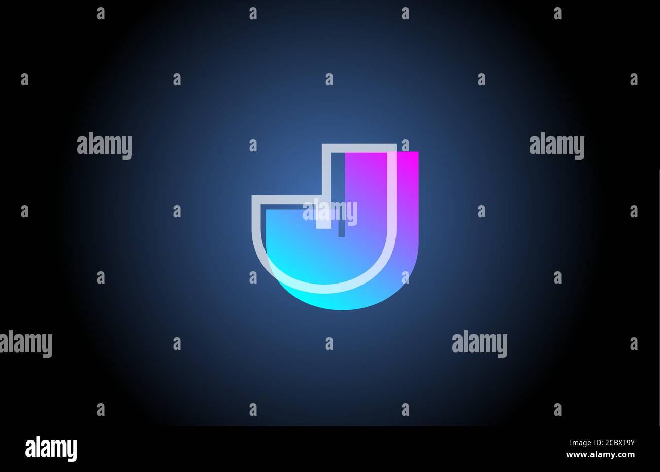 geometric J pink blue line alphabet letter logo icon for company ...