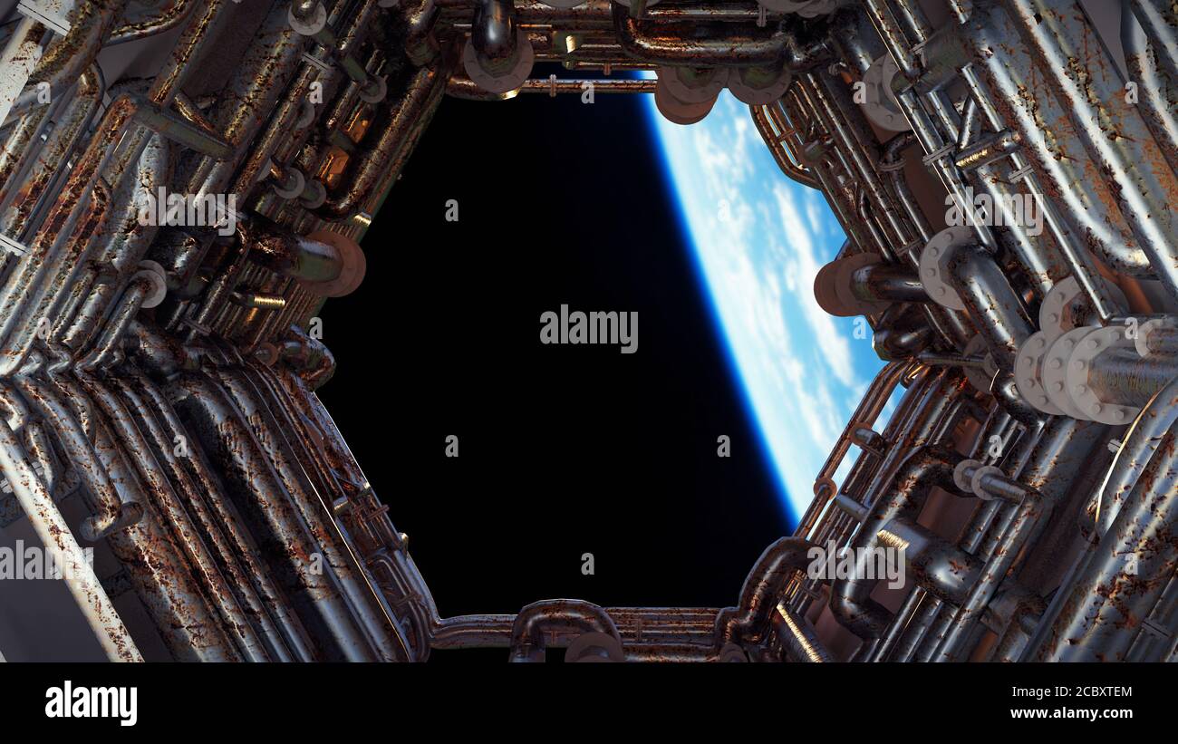 view on planet Earth through a spaceship window Stock Photo - Alamy
