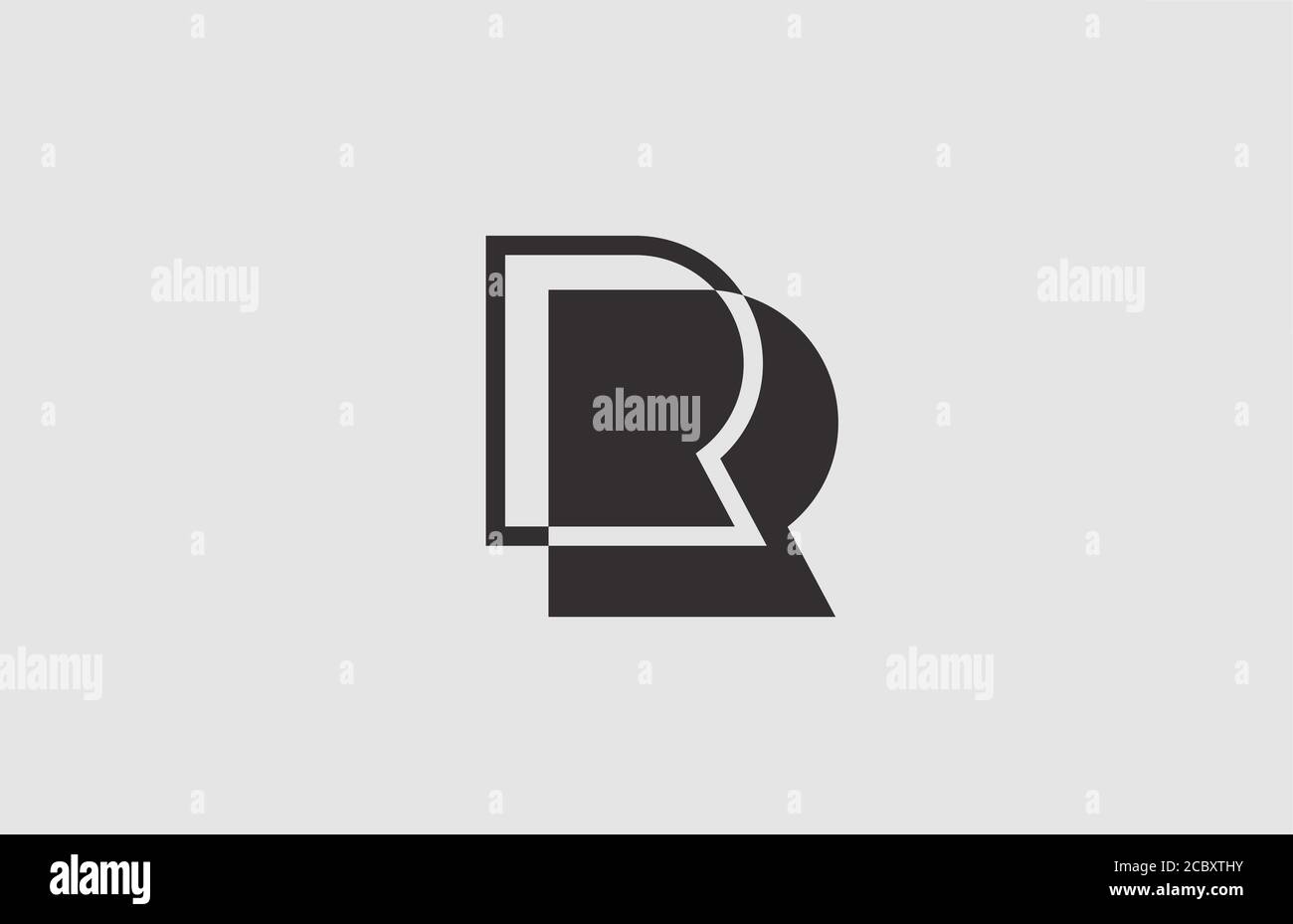 geometric black white R alphabet letter logo icon for business. Simple ...