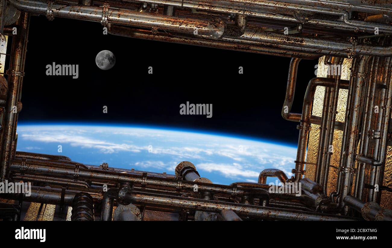 view on planet Earth through a spaceship window Stock Photo - Alamy
