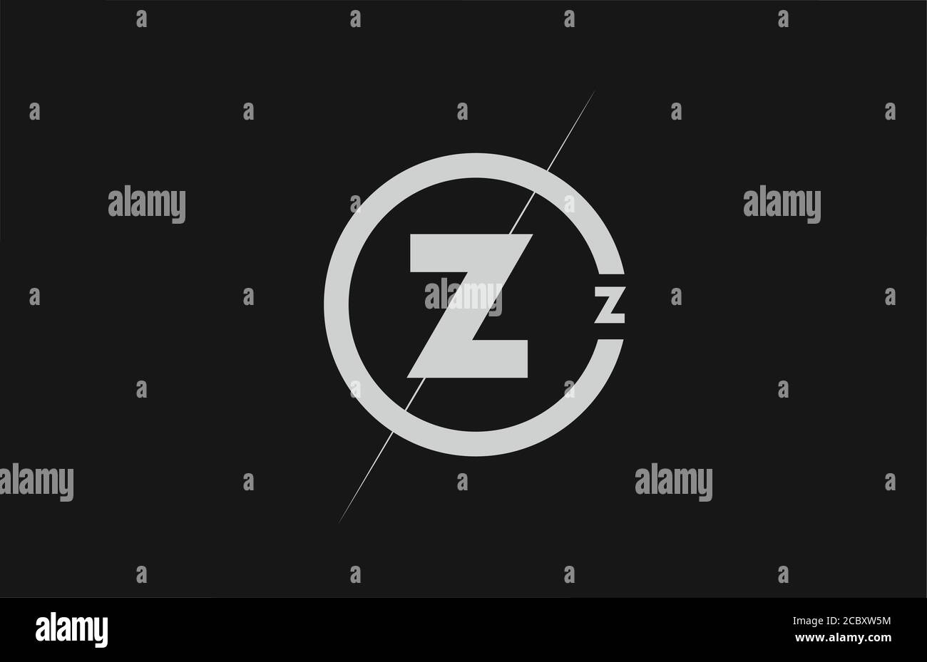 alphabet Z letter logo icon. Black white simple line and circle design ...