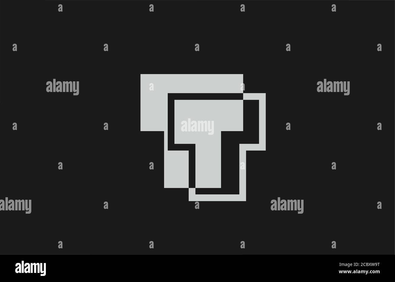 grey black white T alphabet letter logo icon. Simple line design for ...