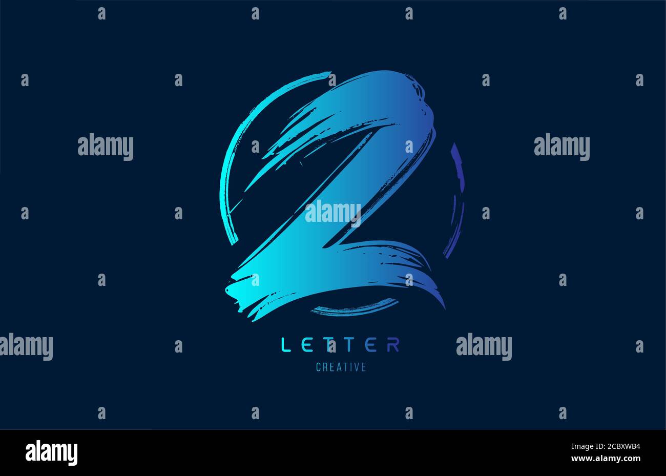 blue hand grunge brush letter Z logo icon with circle. Alphabet design ...