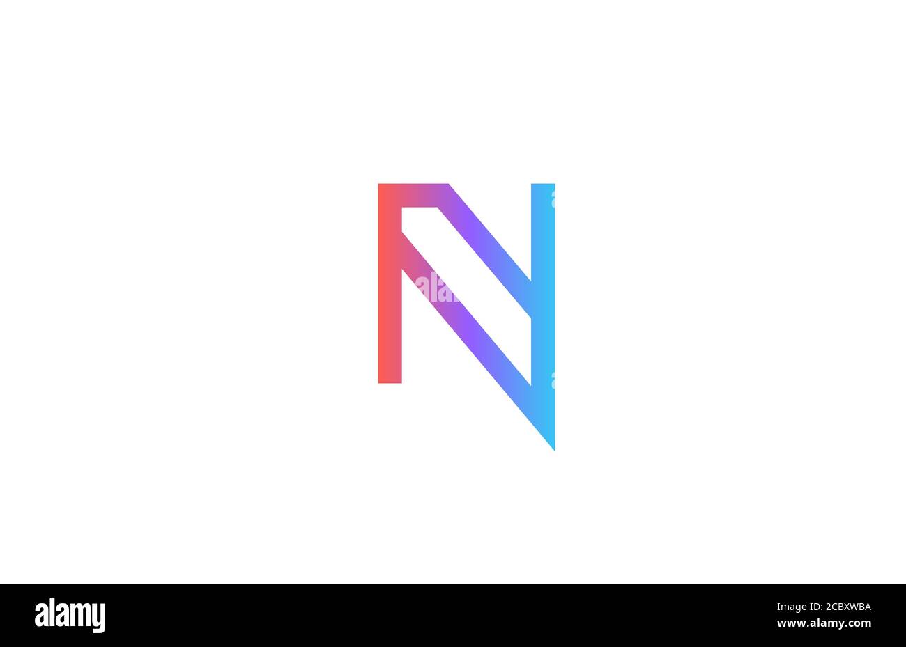 N colored alphabet letter logo icon. Pink blue simple line and design ...