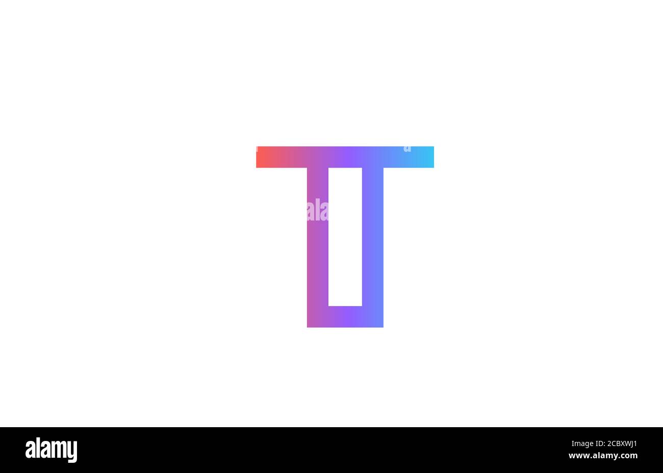 T colored alphabet letter logo icon. Pink blue simple line and design ...