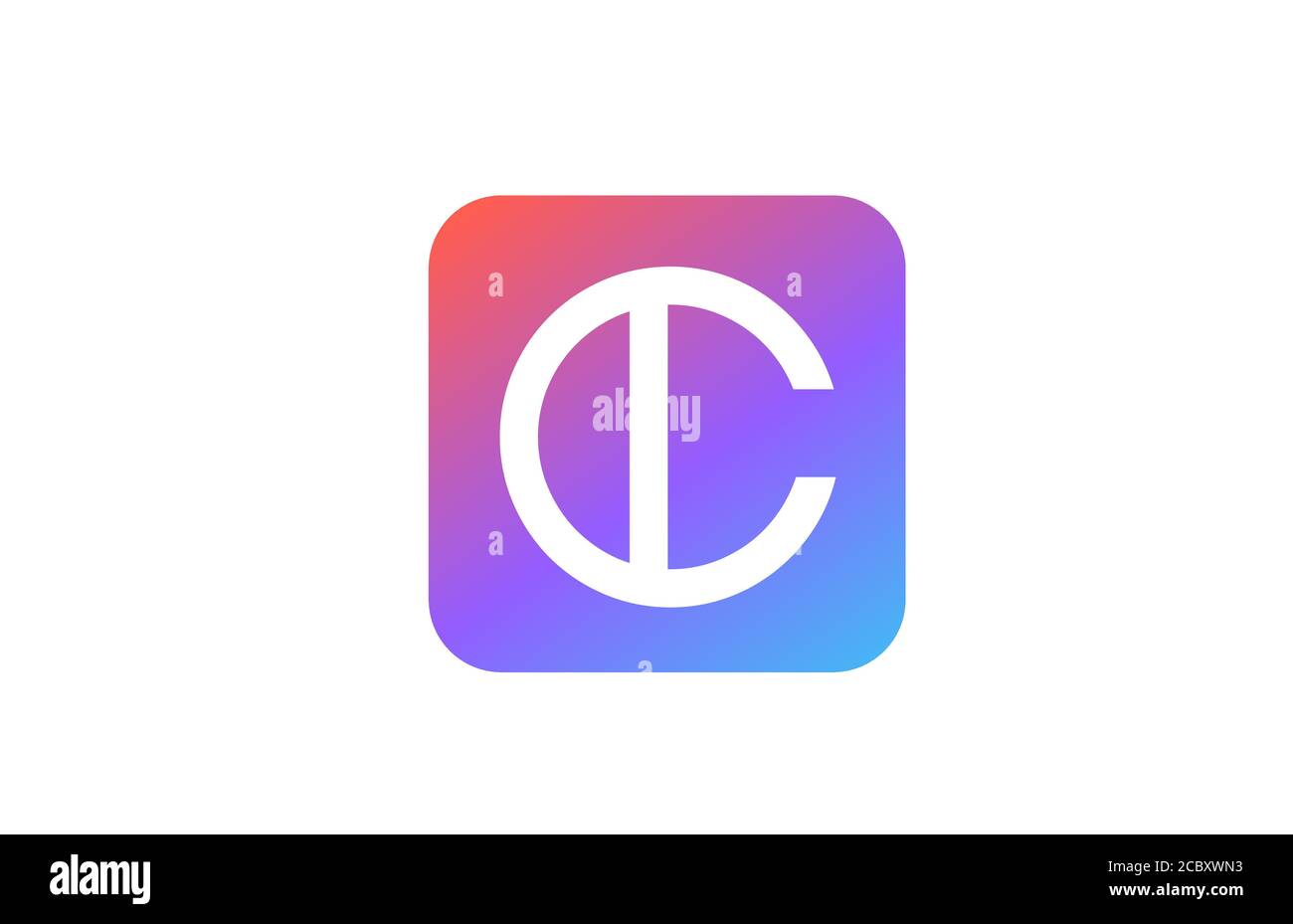 colored blue pink C alphabet letter logo icon. Line design for company ...