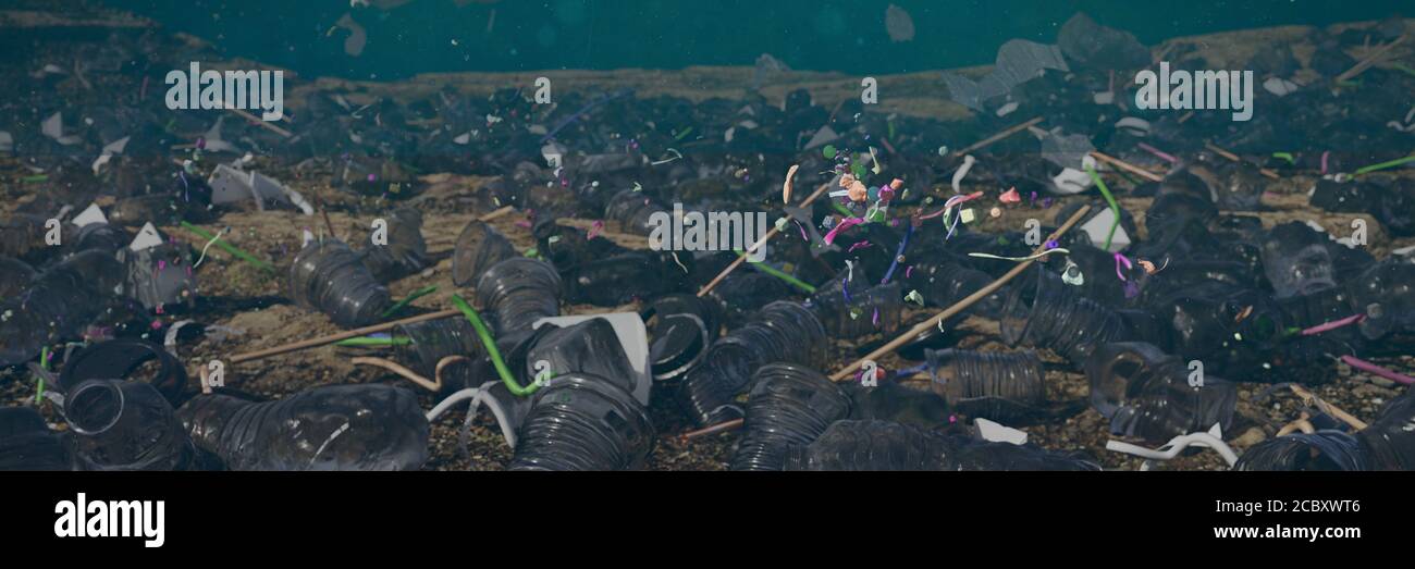plastic pollution in ocean water, microplastics in the current Stock ...