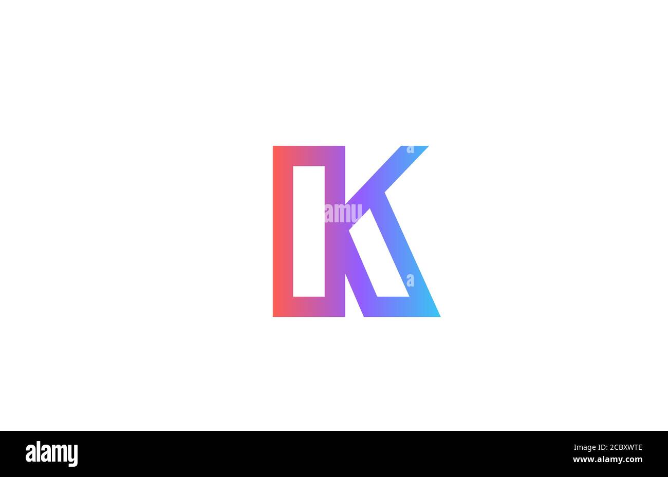 K colored alphabet letter logo icon. Pink blue simple line and design ...