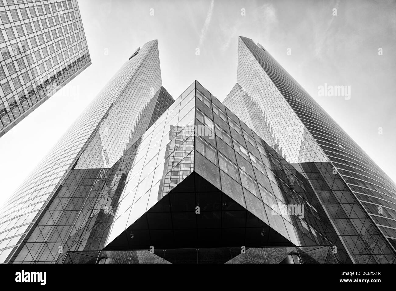 Paris, France - September 29, 2017: grey glass buildings. Tower ...