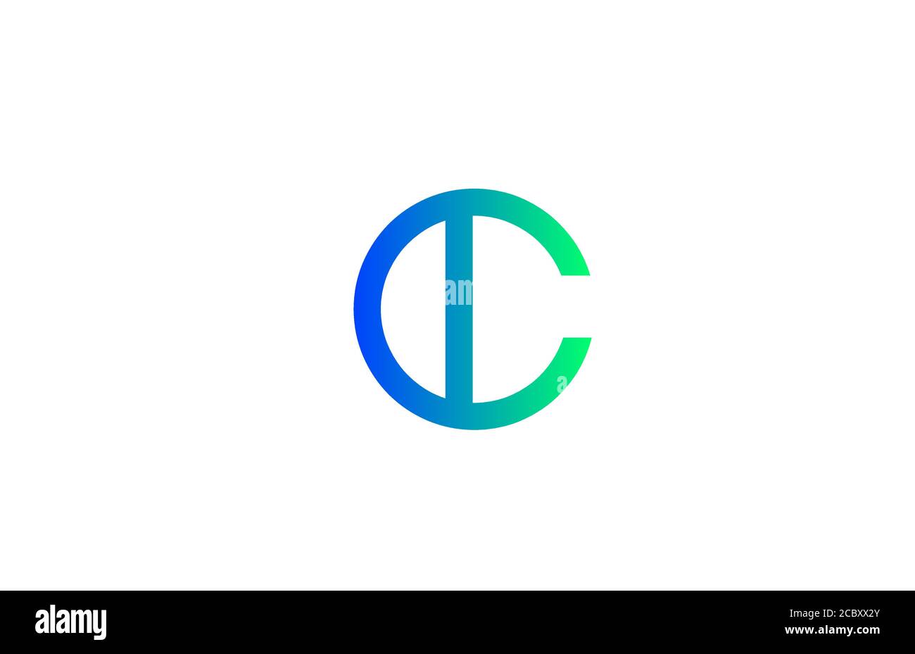 green blue C alphabet letter logo icon. Line design for business and ...