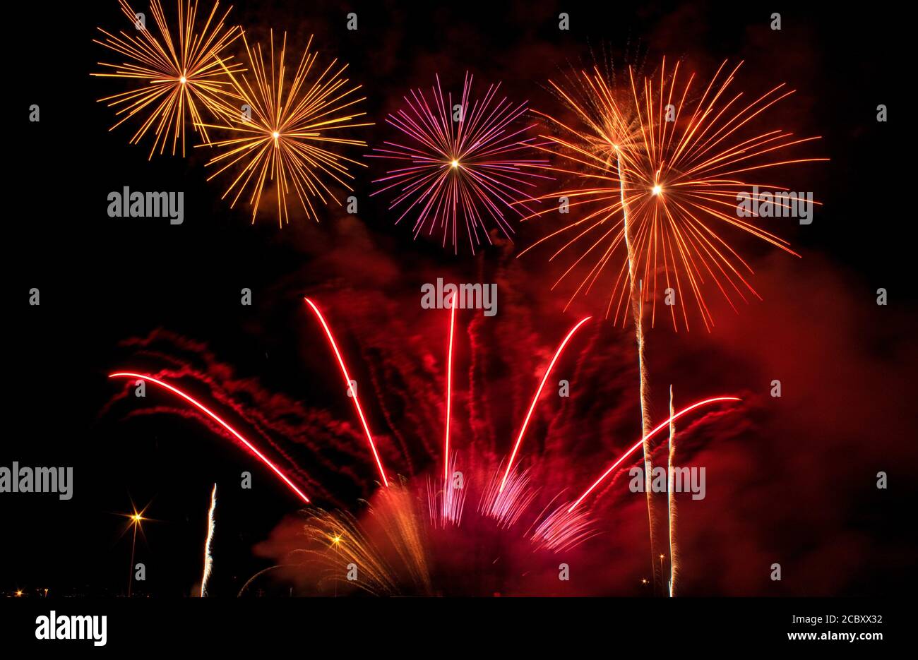 Multiple Coloured Fireworks Stock Photo - Alamy