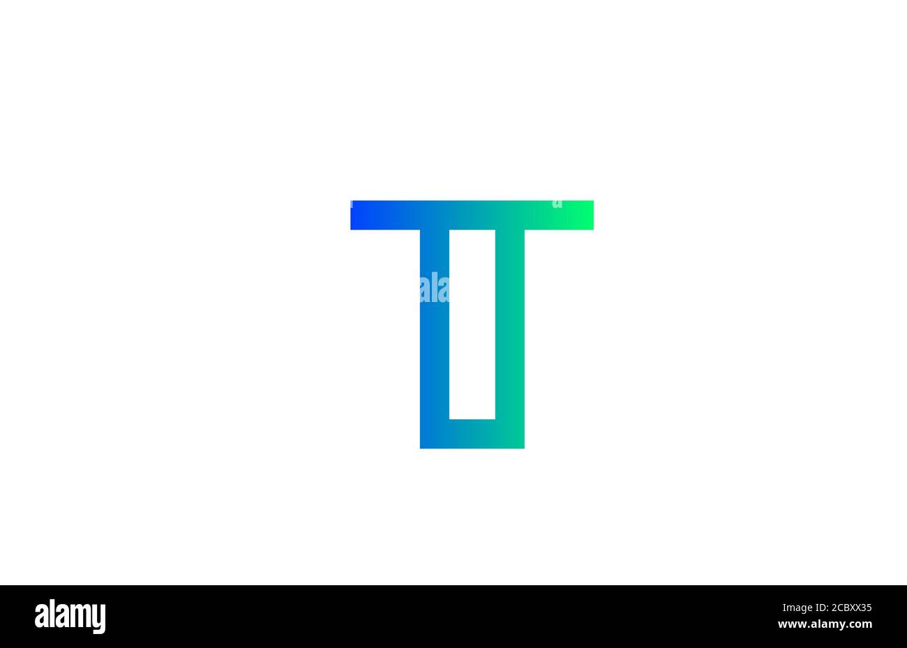 green blue T alphabet letter logo icon. Line design for business and ...