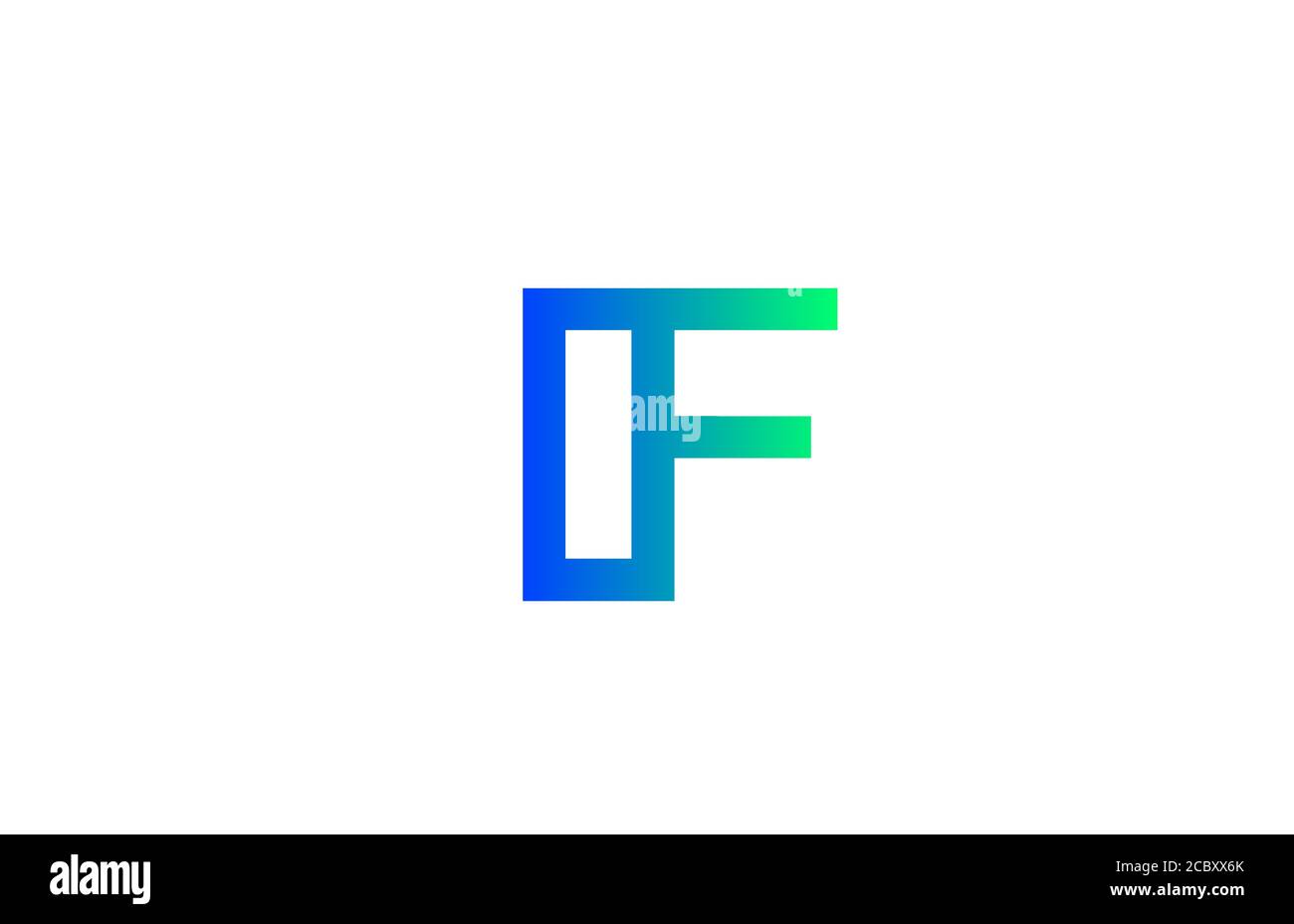 green blue F alphabet letter logo icon. Line design for business and ...