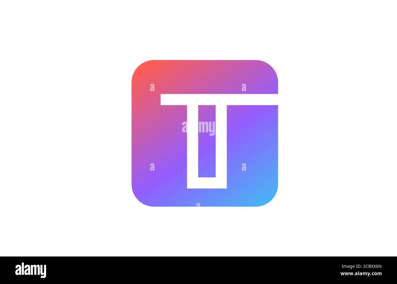 colored blue pink T alphabet letter logo icon. Line design for company ...