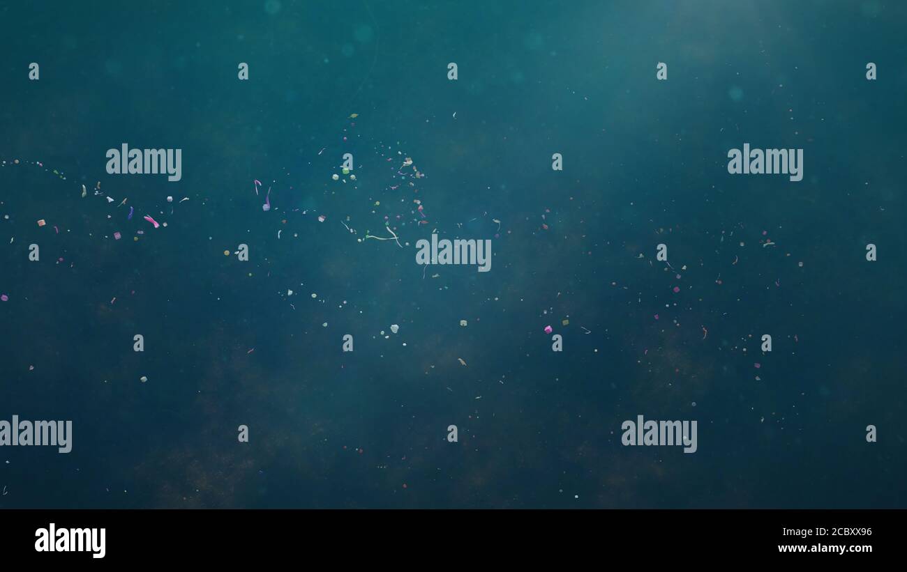 plastic pollution, micro plastic particle in ocean water Stock Photo ...