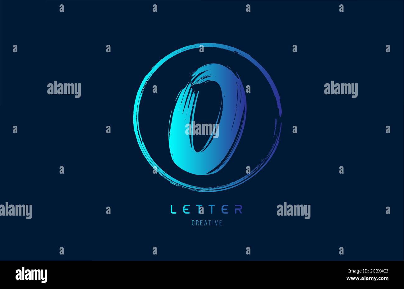 blue hand grunge brush letter O logo icon with circle. Alphabet design ...