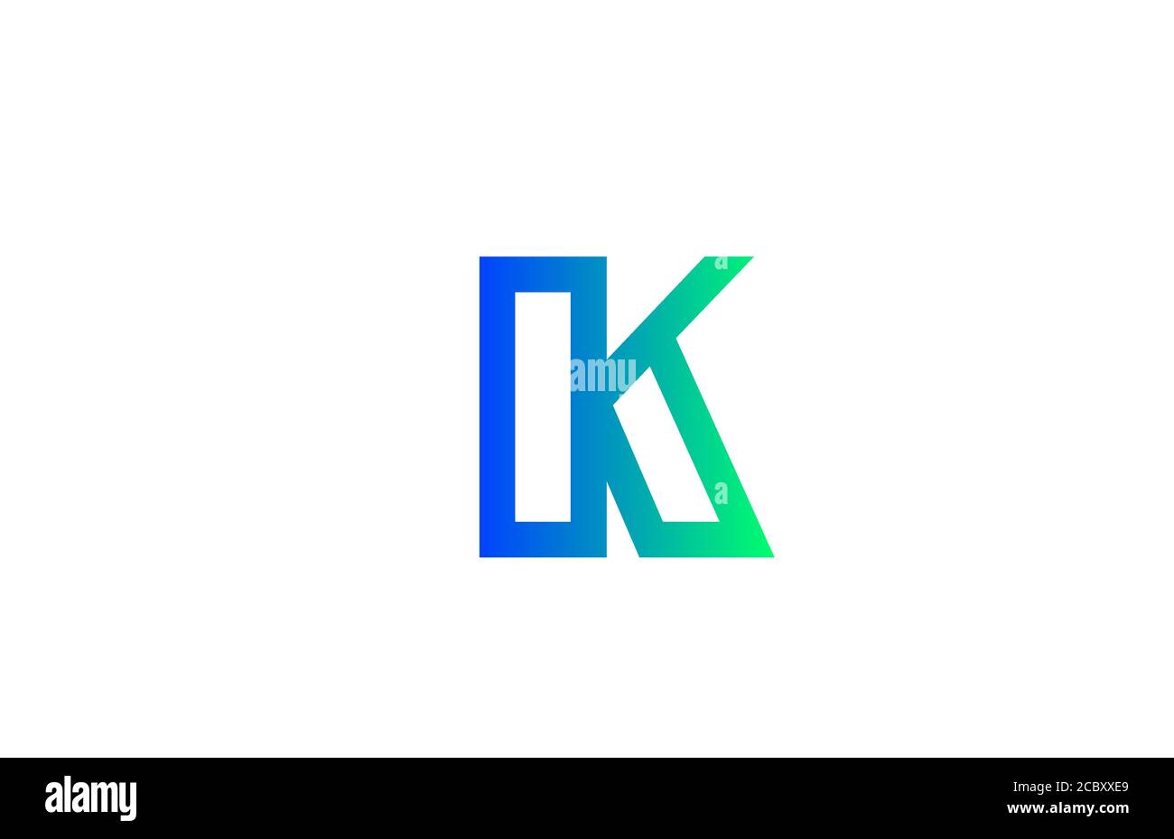 green blue K alphabet letter logo icon. Line design for business and ...