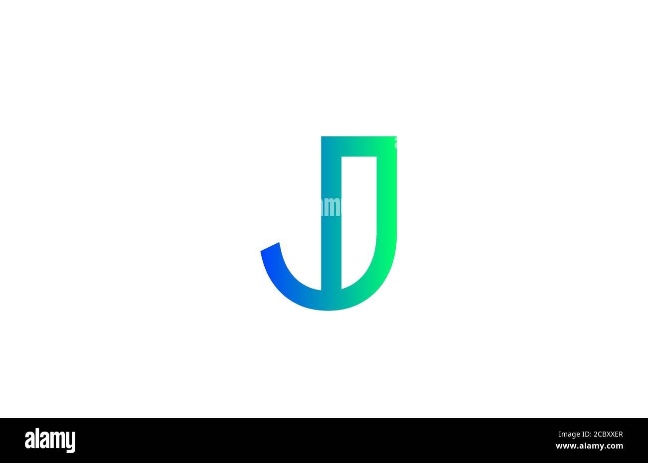 green blue J alphabet letter logo icon. Line design for business and ...
