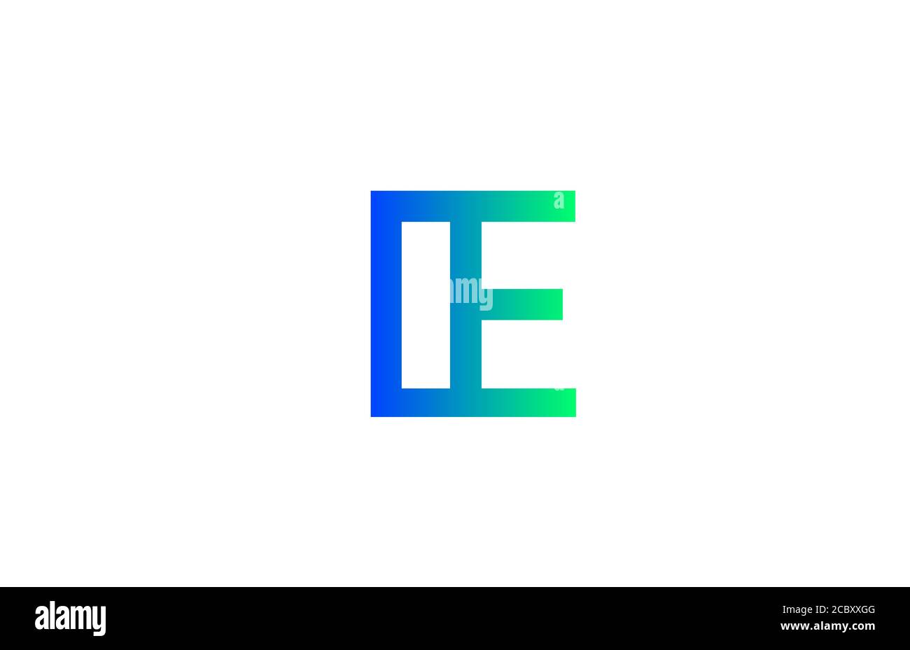 green blue E alphabet letter logo icon. Line design for business and ...