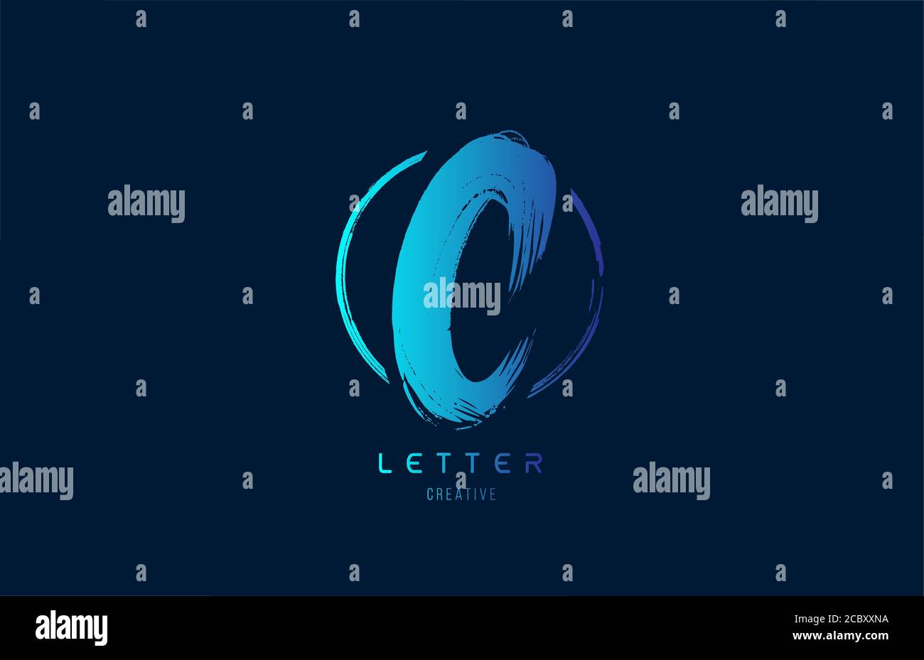 blue hand grunge brush letter C logo icon with circle. Alphabet design ...