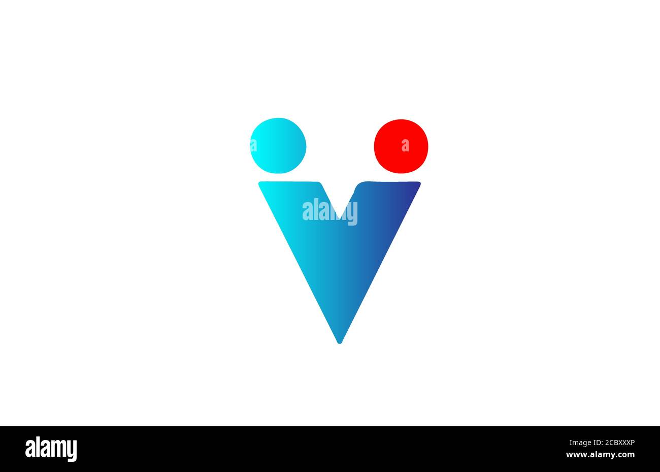 V blue red alphabet letter logo icon. Gradient design for business and ...