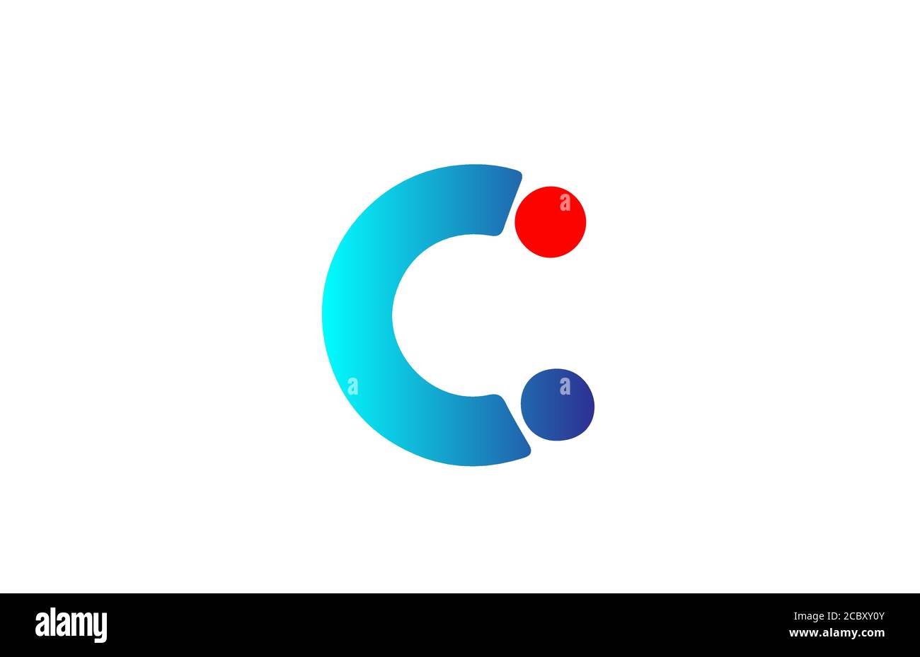 C blue red alphabet letter logo icon. Gradient design for business and ...