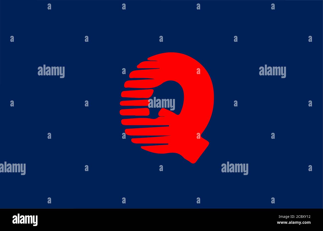 Q blue red alphabet letter logo icon. Line design for company and ...