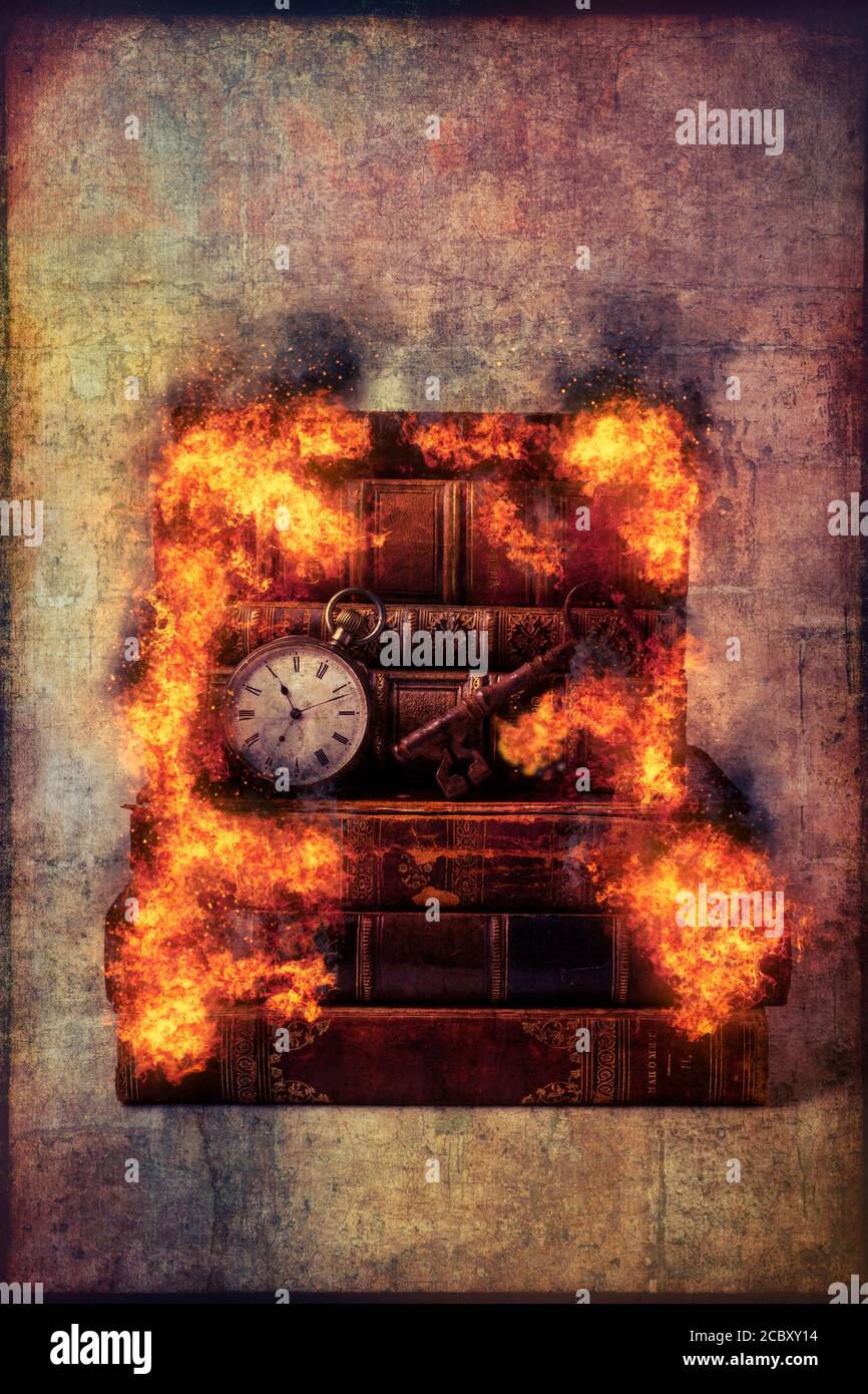 Pile of books by fire hi-res stock photography and images - Alamy