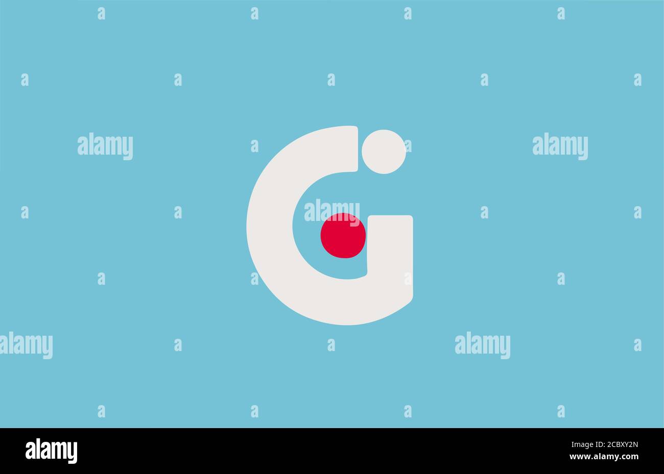 blue white red G alphabet letter logo icon. Simple design for company ...