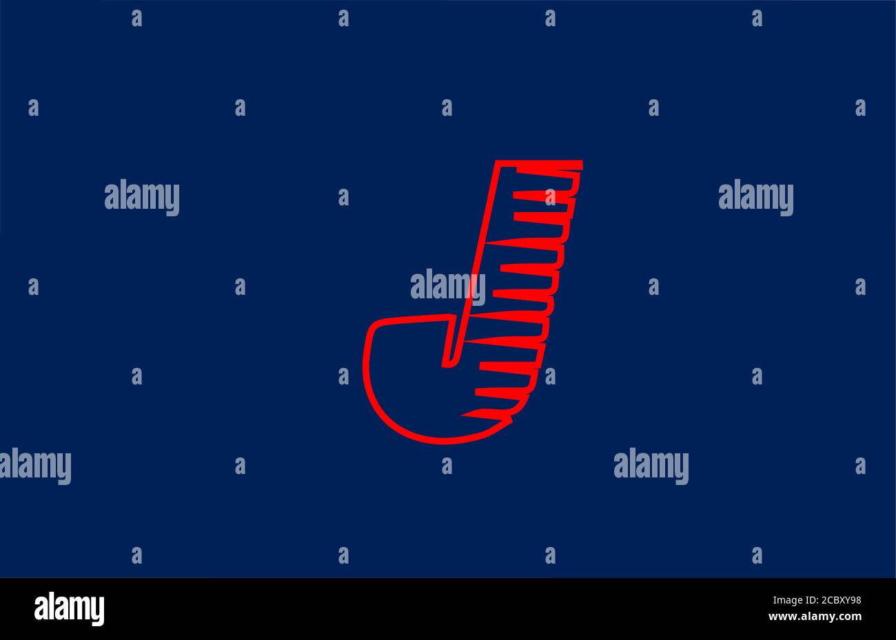 J red line alphabet letter logo icon. Simple line design for company ...