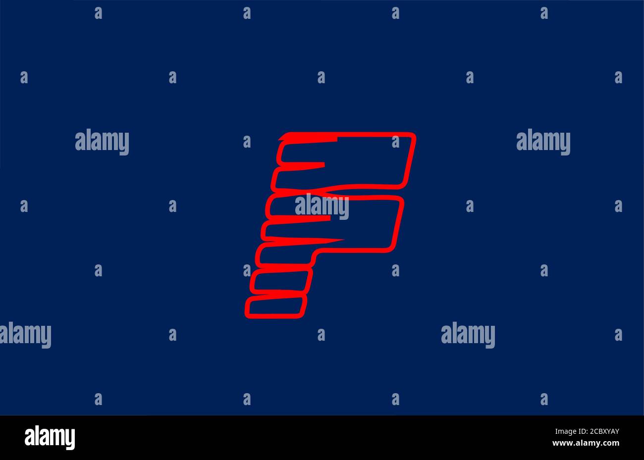 F red line alphabet letter logo icon. Simple line design for company ...