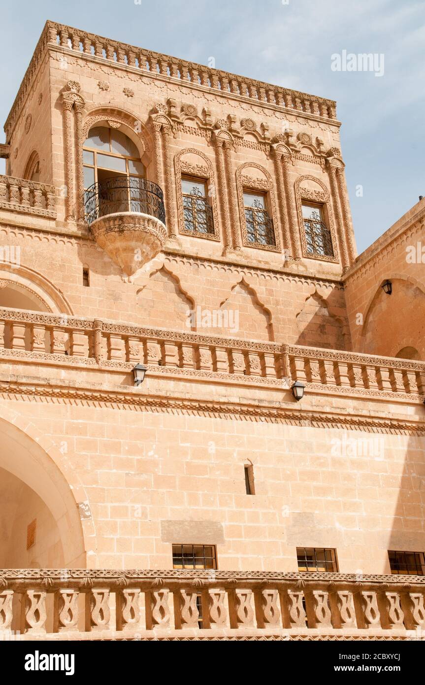 The exterior of an old stone mansion and guest house in the ancient ...