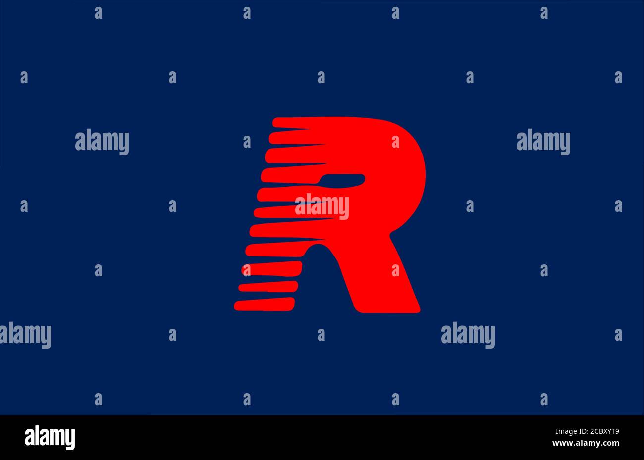 R blue red alphabet letter logo icon. Line design for company and ...