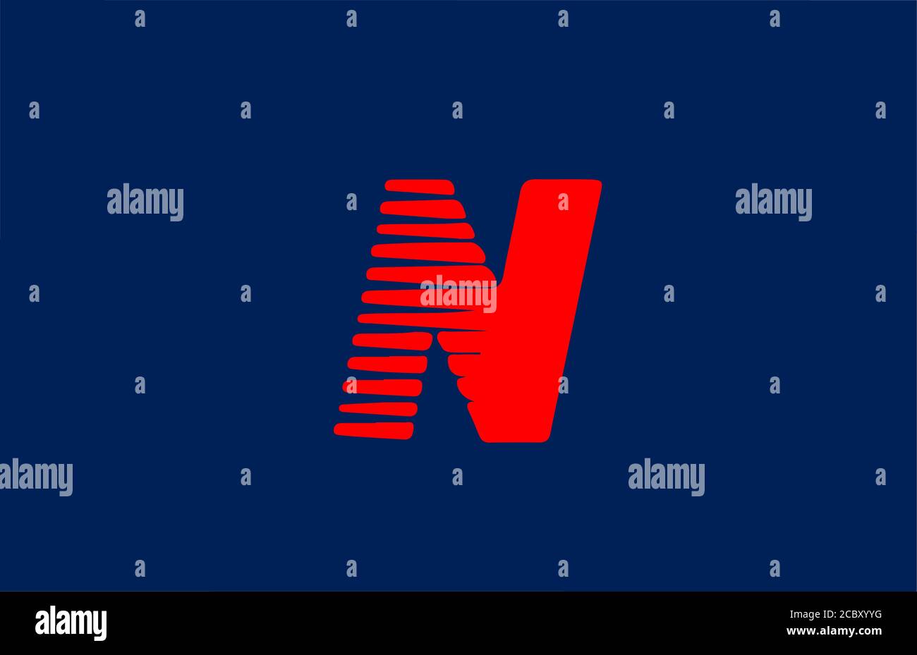 N blue red alphabet letter logo icon. Line design for company and ...