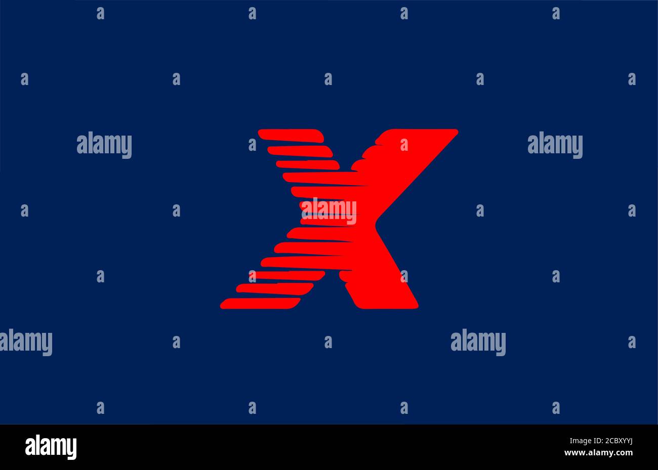 X blue red alphabet letter logo icon. Line design for company and ...