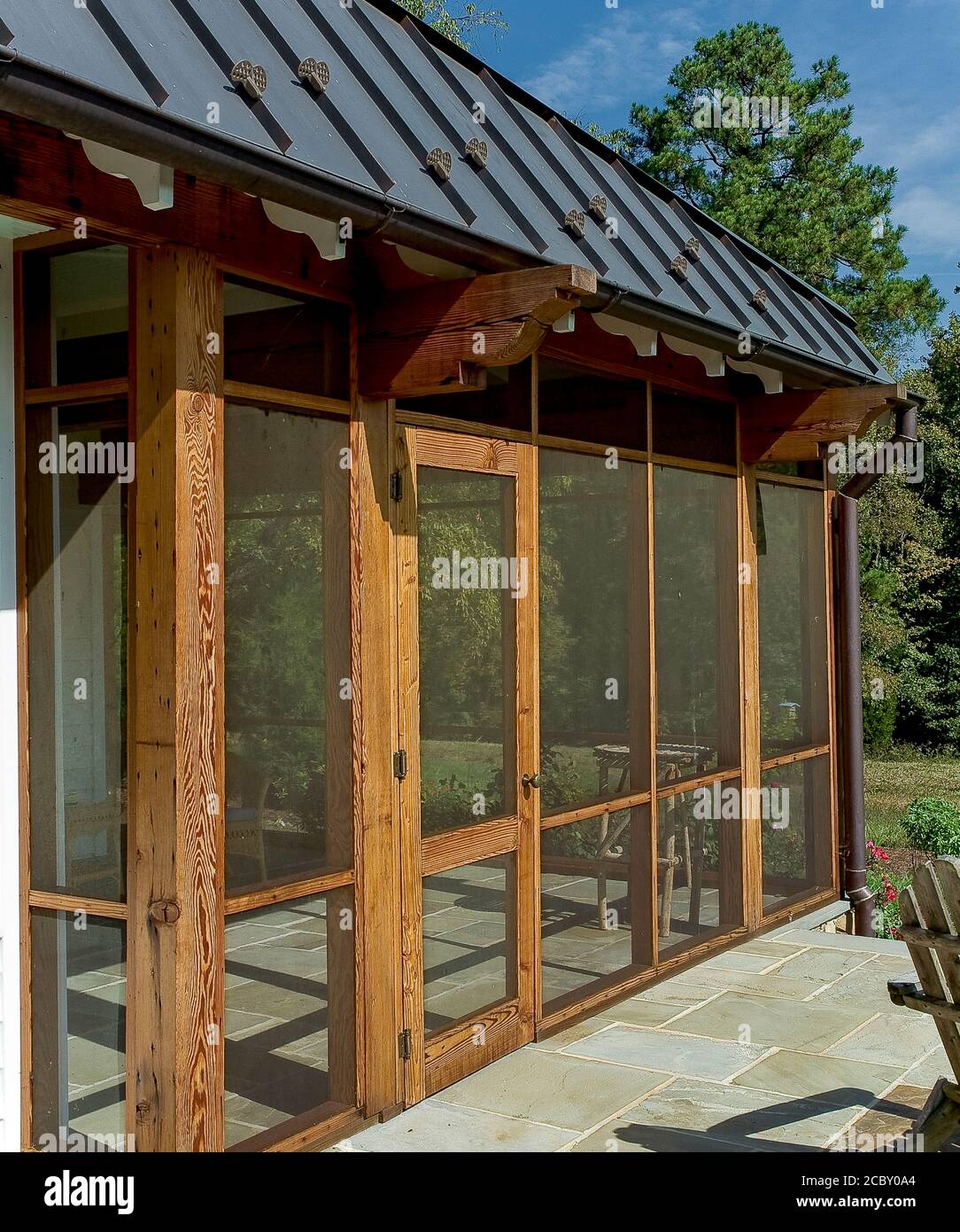 Enclosed Farmhouse Porch Stock Photo - Alamy