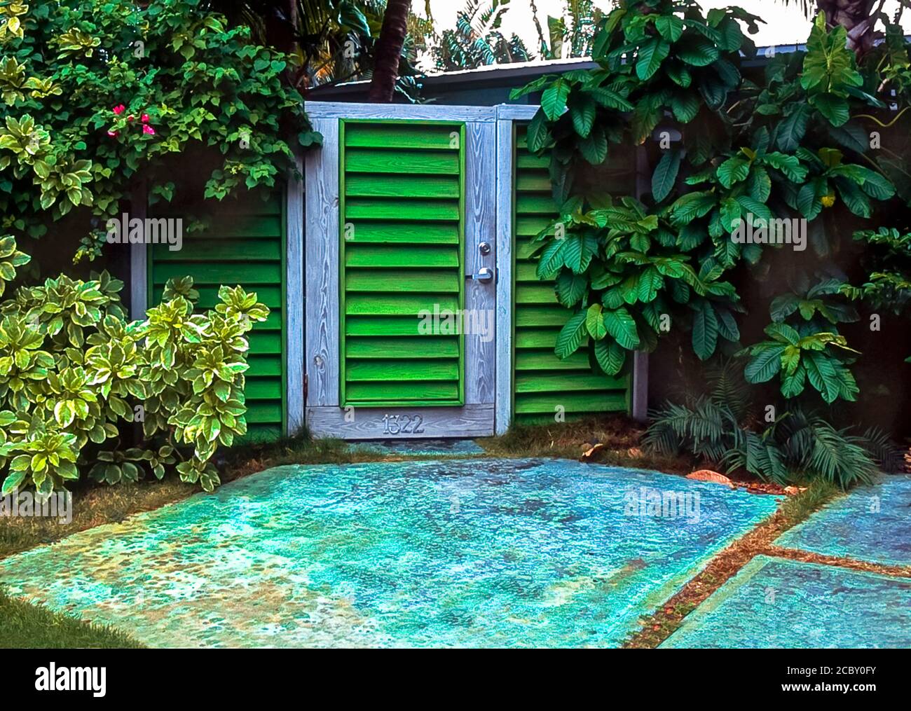 Landscape Design, Stained Concrete, Colorful Gate Stock Photo - Alamy