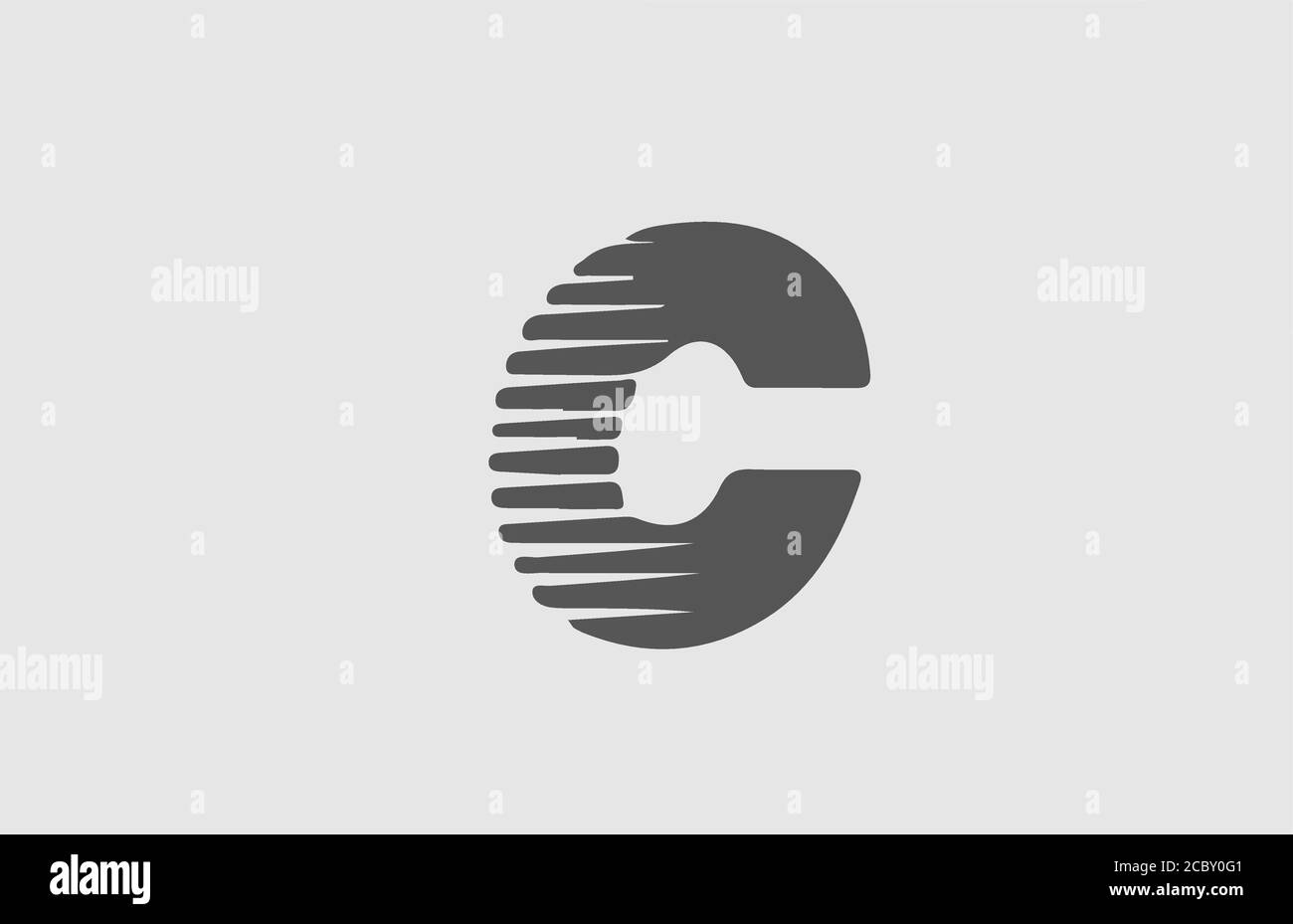 C grey alphabet letter logo icon. Line design for company and business ...