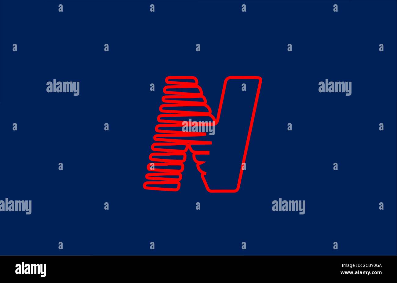 N red line alphabet letter logo icon. Simple line design for company ...