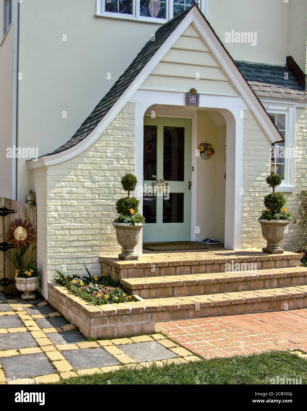 Stone and brick walkway and stairs Stock Photo - Alamy