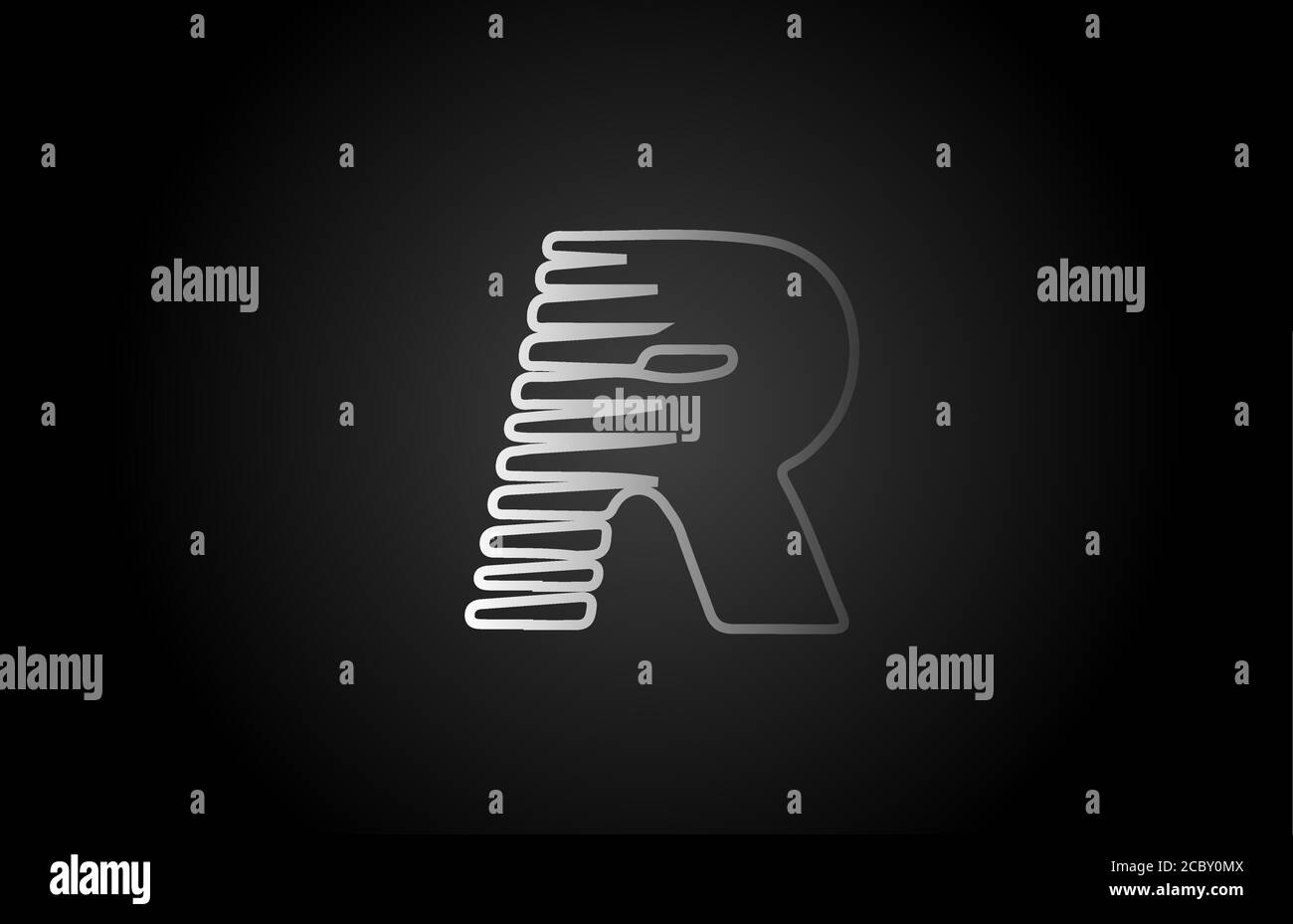 R white line alphabet letter logo icon. Simple line design for company ...