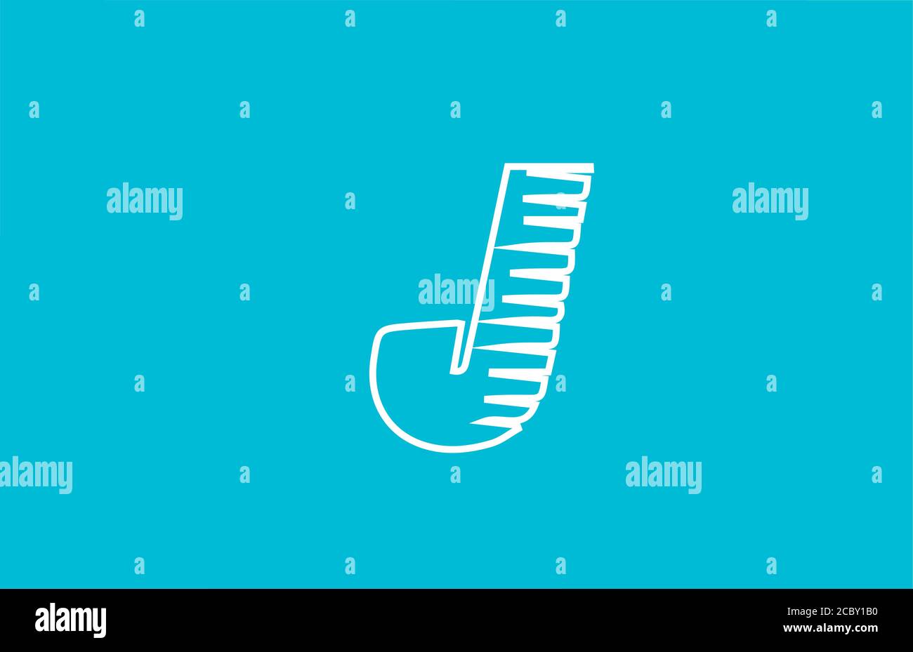 line wire J alphabet letter logo icon. White blue colour for business ...