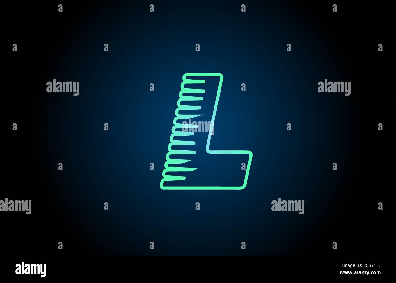 line L green blue alphabet letter logo icon. Glowing wire for business ...