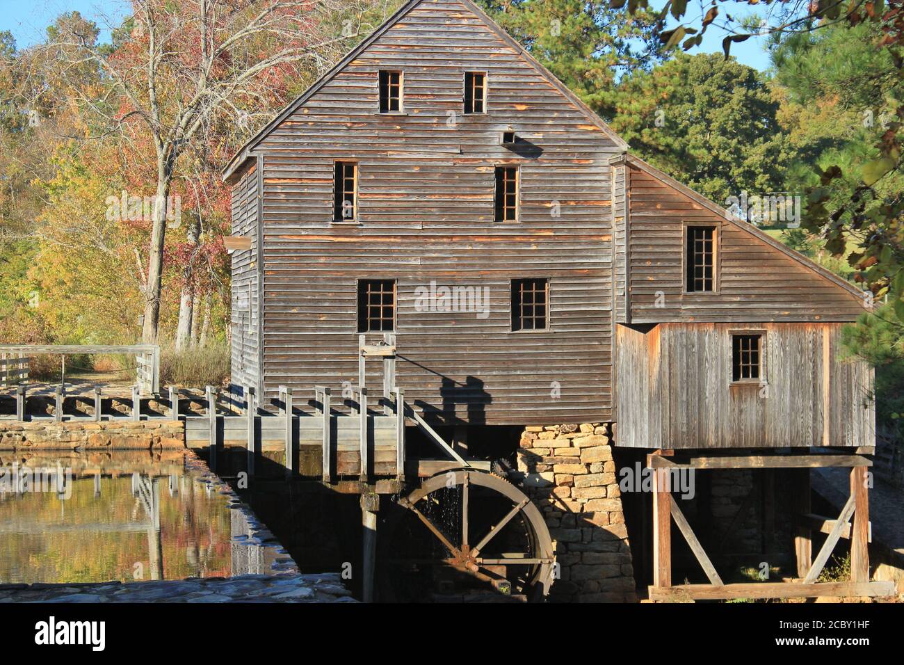 Historic, and restored Yates Mill gristmill in Raleigh, NC Stock Photo ...