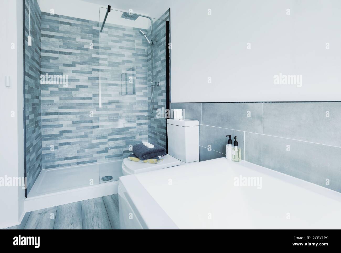 Interior of modern refurbished house. Show home with clean bright ...