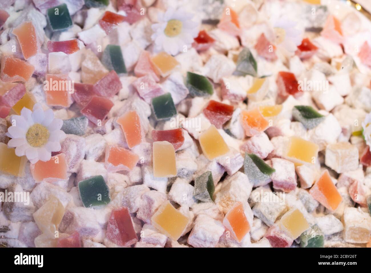 Traditional Turkish Delight, Sugar coated soft candy Stock Photo - Alamy