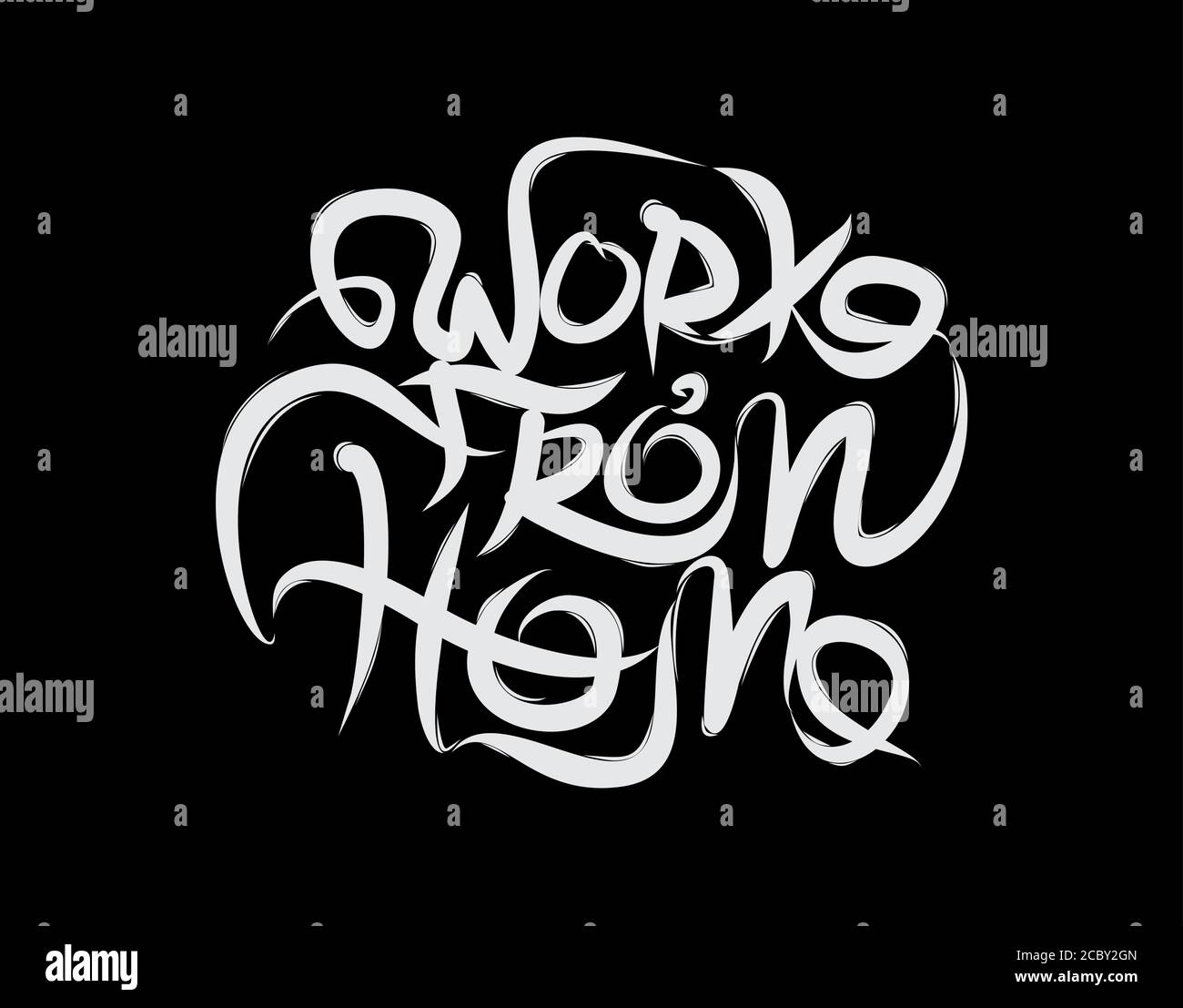 Work from home lettering text on black background in vector ...