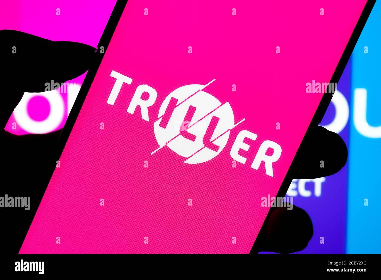 In this photo illustration the Triller logo is seen displayed on a ...