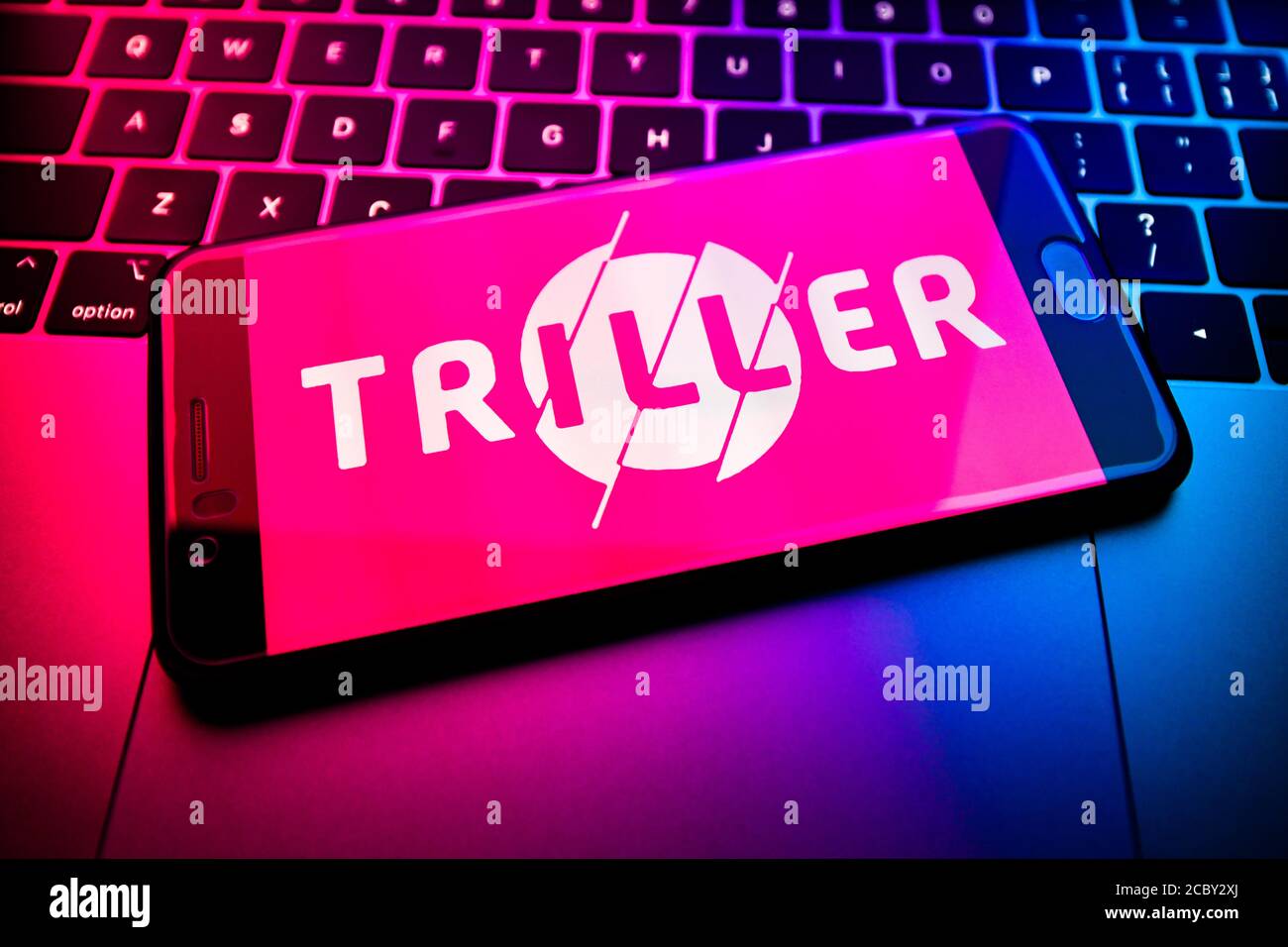 In this photo illustration the Triller logo is seen displayed on a ...